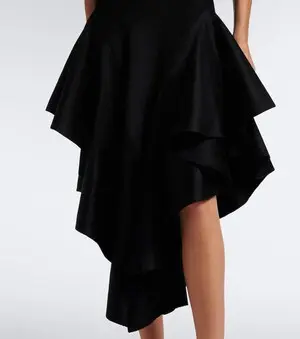Alaïa Asymmetric Ruffled Velvet Midi Dress