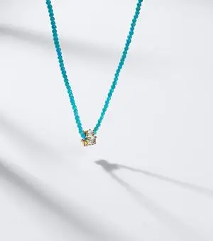 SUZANNE KALAN Infinite 18kt Beaded Necklace With Turquoise And Diamonds