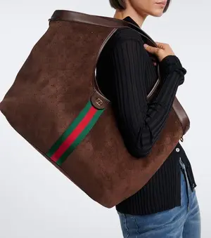 Gucci Giglio Large Suede Tote Bag