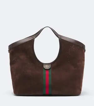Gucci Giglio Large Suede Tote Bag - Brown
