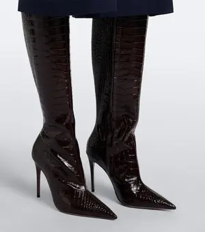 Paris Texas Vera Croc-effect Leather Knee-high Boots