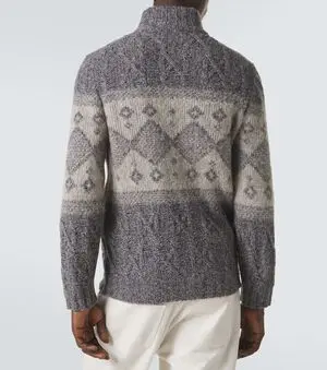 Brunello Cucinelli Fair Isle Wool, Silk, And Cashmere Cardigan