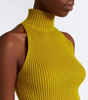 Alaïa Ribbed-knit Wool-blend Halterneck Top