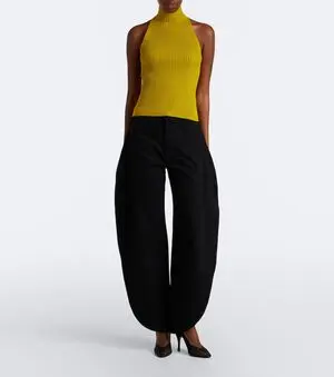 Alaïa Ribbed-knit Wool-blend Halterneck Top