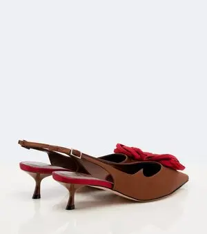 ROGER VIVIER Rose Embellished Satin Slingback Pumps - Multicoloured