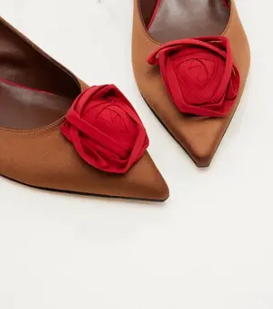 ROGER VIVIER Rose Embellished Satin Slingback Pumps - Multicoloured