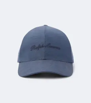 Ralph Lauren Purple Label Logo Silk And Linen Baseball Cap