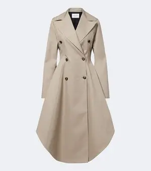 Alaïa Asymmetric Cotton Poplin Coat - Beige