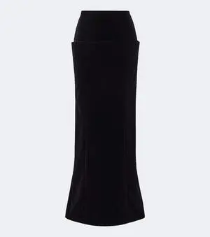 Alaïa Cotton Velvet Maxi Skirt