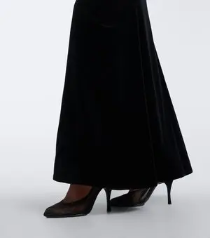 Alaïa Cotton Velvet Maxi Skirt