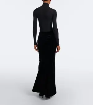 Alaïa Cotton Velvet Maxi Skirt