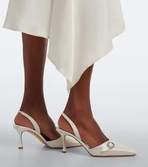 Manolo Blahnik Zutoslipla Embellished Satin Slingback Pumps