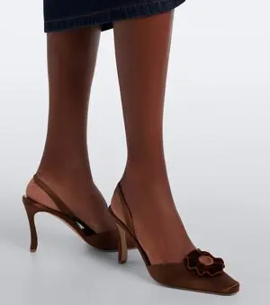 Manolo Blahnik Caulosli Satin Slingback Pumps