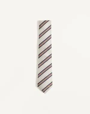 Valentino Garavani Jacquard Regimental Silk Tie - White/blue