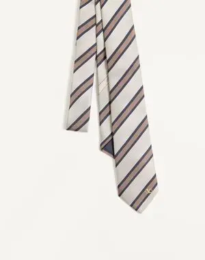 Valentino Garavani Jacquard Regimental Silk Tie - White/blue
