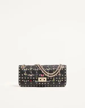 Valentino Garavani Rockstud Spike Medium Shoulder Bag In Embroidered Nappa Leather