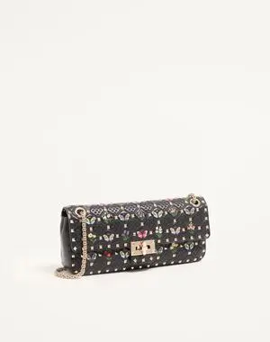 Valentino Garavani Rockstud Spike Medium Shoulder Bag In Embroidered Nappa Leather