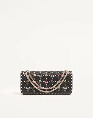 Valentino Garavani Rockstud Spike Medium Shoulder Bag In Embroidered Nappa Leather