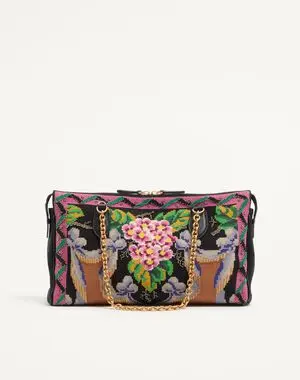 Valentino Garavani Panthea Medium Embroidered Shoulder Bag