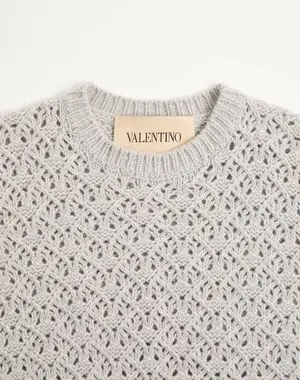 Valentino Garavani Wool And Cashmere Jumper With Metallic V Detail