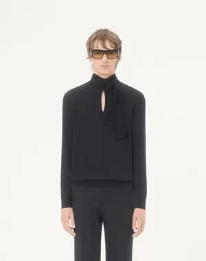 Valentino Garavani Wool Jumper With Scarf Collar And Vlogo Embroidery