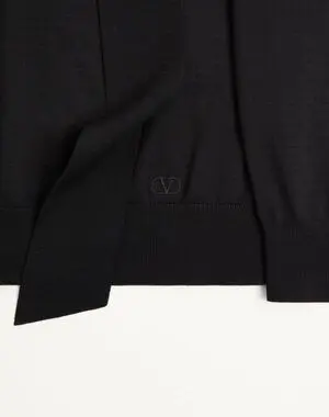 Valentino Garavani Wool Jumper With Scarf Collar And Vlogo Embroidery
