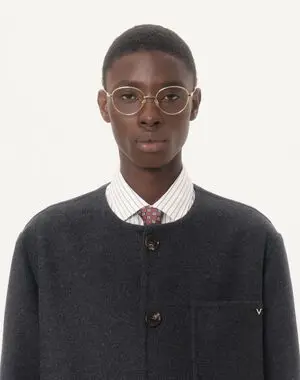 Valentino Garavani Double Wool Caban With Metallic V Detail