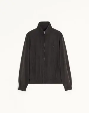 Valentino Garavani Washed Silk Jacket With Metallic V Detail - Black