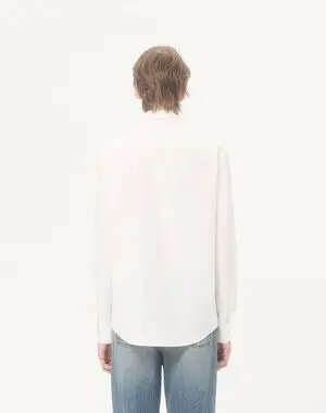 Valentino Garavani Long-sleeved Cotton Poplin Shirt With Embroidered Butterfly Patch