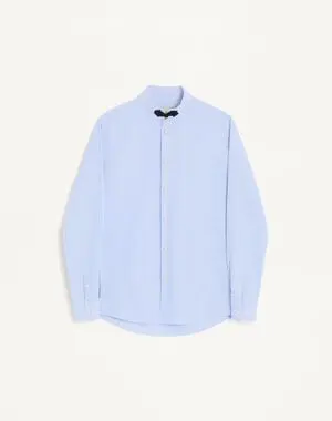 Valentino Garavani Long-sleeved Striped Cotton Shirt With Toggle - Azure