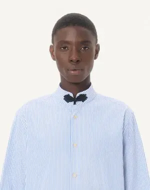 Valentino Garavani Long-sleeved Striped Cotton Shirt With Toggle
