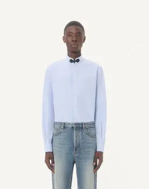 Valentino Garavani Long-sleeved Striped Cotton Shirt With Toggle