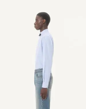 Valentino Garavani Long-sleeved Striped Cotton Shirt With Toggle