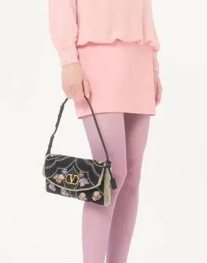 Valentino Garavani Short Georgette Dress With Feathers - Pink