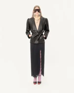 Valentino Garavani Long Skirt In Crepe Satin With Lace Trim