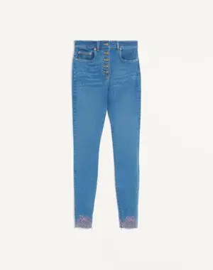 Valentino Garavani Trousers With Lace - Denim
