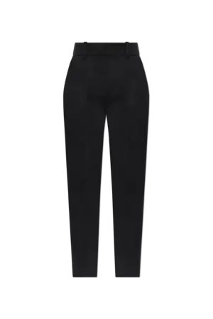 Balmain Wool Pleated Trousers - Black