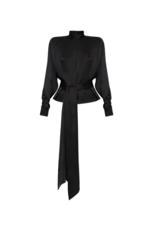 Balmain Silk Shirt With Asymmetric Cut - Black