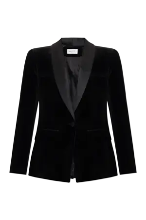 Balmain Velvet Blazer With A Single Vent - Black
