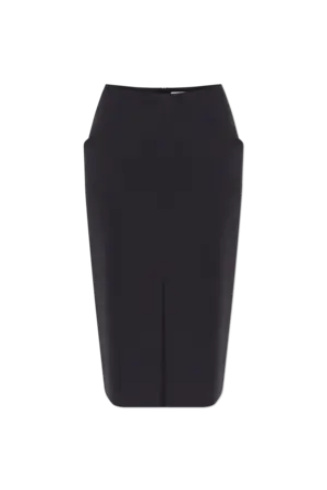 Balmain Wool Pleated Skirt - Black