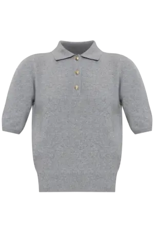Balmain Wool Polo Shirt With Short Sleeves - Grey