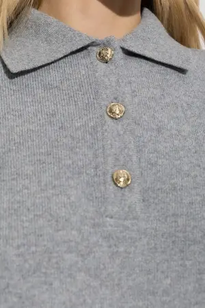 Balmain Wool Polo Shirt With Short Sleeves