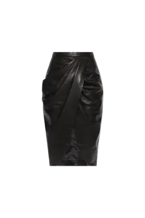 Balmain Leather Pleated Skirt - Black