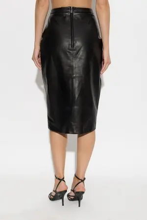 Balmain Leather Pleated Skirt