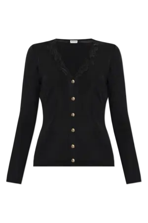 Balmain Cardigan With Lace Trim - Black