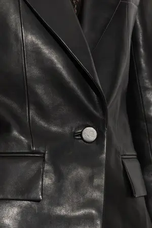 Balmain Leather Blazer With Single Vent