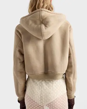Prada Hooded Shearling Jacket - Rope