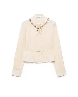 Prada Silk Marocain Shirt Neutral