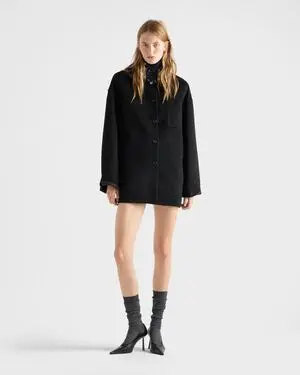 Prada Reversible Double Cashwool And Re-nylon Caban Jacket - Ebony