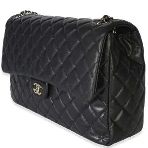 Chanel 24c Quilted Caviar Maxi Xxl Travel Flap Bag - Black